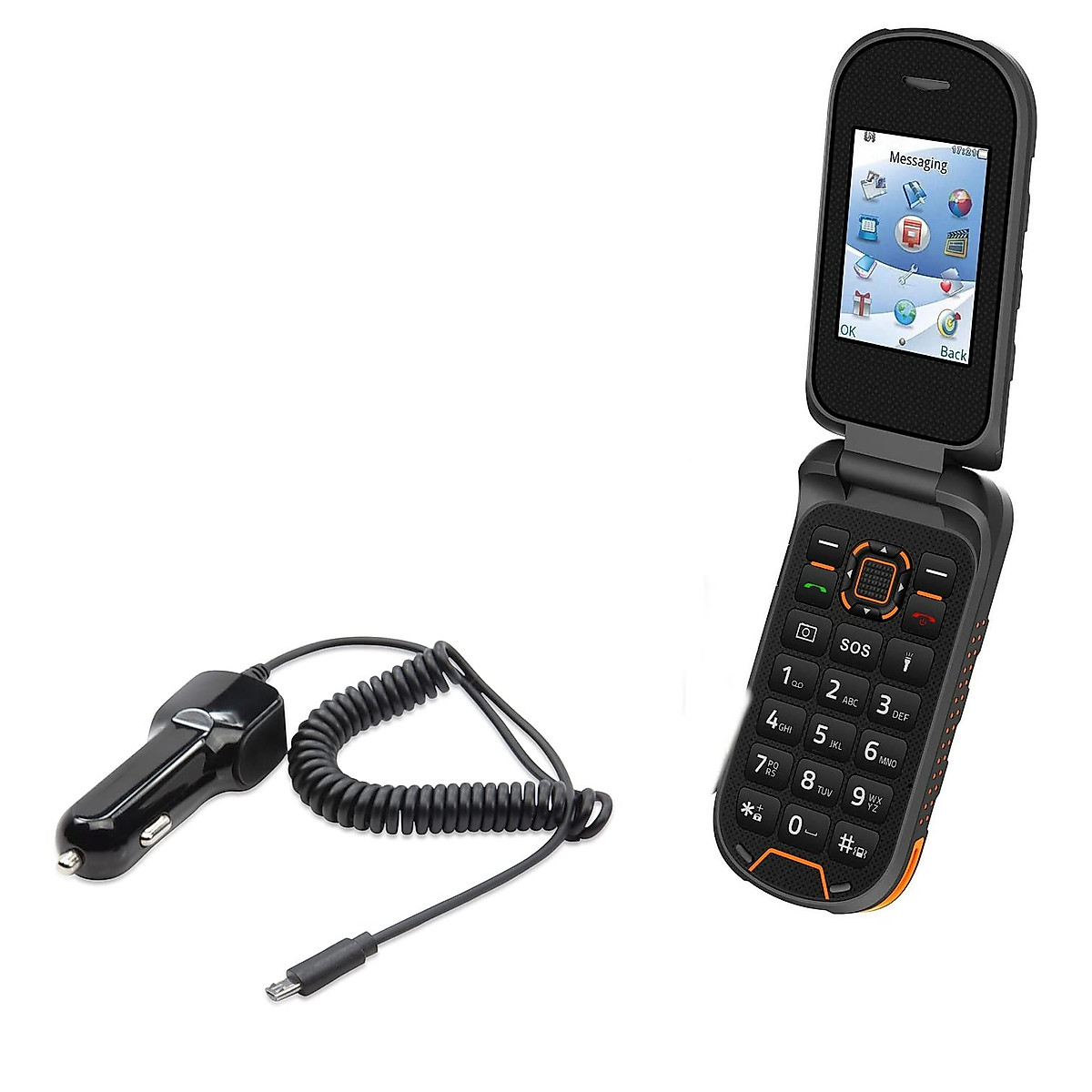 BoxWave Car Charger Compatible with Plum Ram 8-3G - Car Charger Plus, Car Charger Extra USB Port with Integrated Cable for Plum Ram 8-3G - Black