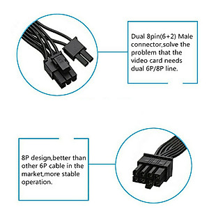 JINYI EPS 8 Pin Male to Dual PCIe 8 (6+2) Pin Male PCIE Cable, GPU Power Cable Replacement for Corsair CoolerMaster Thermaltake Modular Power Supply (25 + 9 inches)