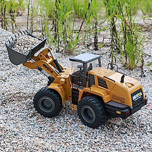 Gemini&Genius Mechanical Loader Toy, Construction Vehicle Wheeled Loader 1/50 Scale Skid Steer Loader Toy, Bulldozer Shovel Engineering Vehicle Alloy Models for Kids, Collection and Decoration House