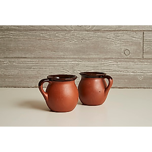 Verve CULTURE Hot Chocolate Mugs, Set of 2 Mexican Clay Mugs, Handmade Coffee Cups for Cocoa, Coffee and Tea