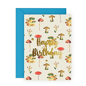 CENTRAL 23 Happy Birthday Card for Men - Mushrooms - Birthday Gifts for Women - Blank Cards and Envelopes - Comes With Fun Sticker
