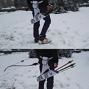 SHARROW Archery Portable Arrow Quiver White Leather Hip Back Arrow Holder Bag Waist Hanging Adjustable Case Carring Bag