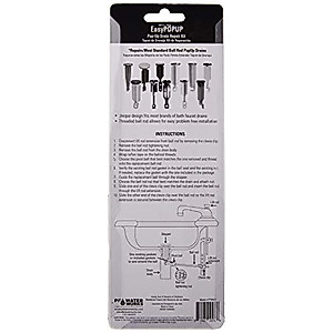 PF WaterWorks PF0907 Pop-Up Drain Repair Kit - Threaded Adjustable Center Pivot/Ball Rod with 3 Nuts, Gasket, 3 Sizes of Balls, with Pull Rod/Linkage, Chrome