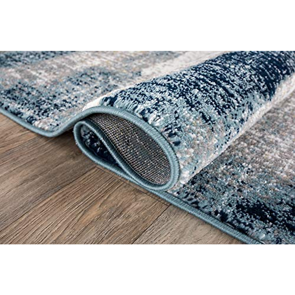 Rugshop Modern Abstract Waves Area Rug 7'10" x 10' Blue