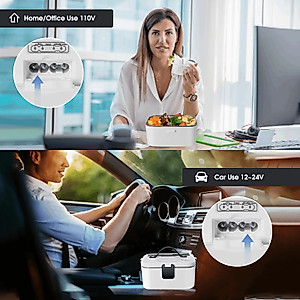 FCCABIN Electric Lunch Box, 1.8L Larger 80W Quick Food Heater for Adults, Self Heating Lunch Box Portable for Taxidriver/Men/Truckers/Car/Worker Food Warmer Hot Lunch Container with 0.5L Compartment