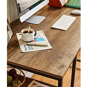 LINSY HOME Computer Desk 47 Inch, Home Office Desk with 2-Tier Storage Shelf, Writing Laptop Table for Gaming Study Working, Easy Assembly, Rustic Brown