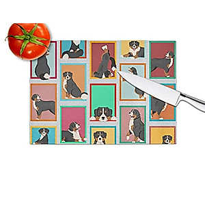 Caroline's Treasures MLM1087LCB Lots of Bernese Mountain Dog Glass Cutting Board Large Decorative Tempered Glass Kitchen Cutting and Serving Board Large Size Chopping Board
