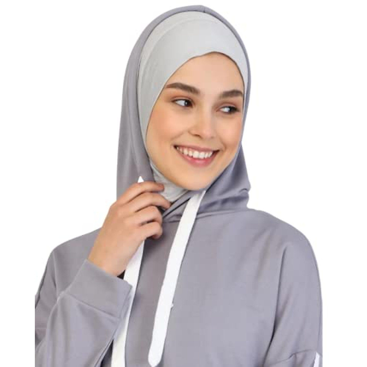 Prien Plain Ready To Wear Hijab for Women, Muslim Instant Turbans, Soft Jersey Scarf, Islamic Clothes, Long Hijabs, Abaya (Grey)