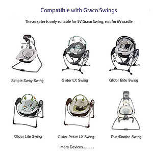 LIANSUM 5V Baby Swing Charger Cord AC Adapter for Graco Swing,DuetConnect LX,DuetSoothe, Glider LX, Glider Elite, Glider Premier, Glider Petite LX, Sweetpeace, Simple Sway, Sweet Snuggle Power Supply