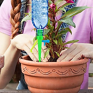 15 Packs Plant Watering Devices, Vacation Plant Self Watering Spikes, Automatic Drip Irrigation Watering Planter Insert with Slow Release Control Valve Switch for Garden Plants Indoor & Outdoor