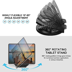 AboveTEK Tablet Stand, 360° Rotating Commercial iPad Stand, Swivel Design for Store Retail Office Bedside Showcase Reception Kitchen Home