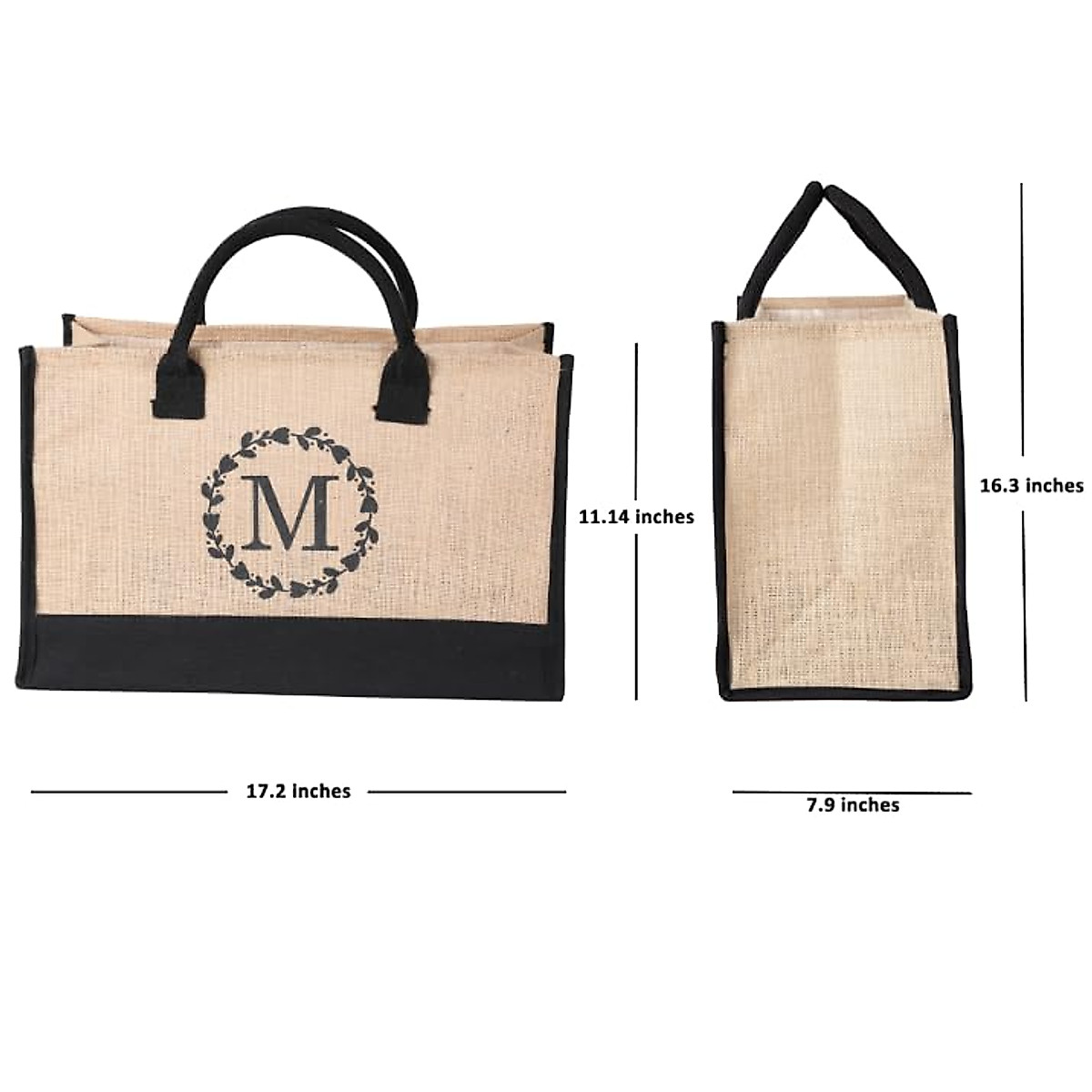 Personalized Tote Bags For Women | Initial Tote Bags | Highly Durable Jute Bags | Use As Shopping Bag, Beach Bag, Bridesmaid Bag | Bday Gift For Women | Mother Birthday Gifts | Letter M