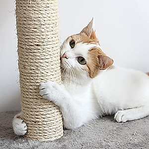 PETMAKER 3-Tier Cat Tower Collection - 2 Carpeted Napping Perches, Sisal Rope Scratching Post, Hanging Mouse, and Interactive Cheese Wheel Toy