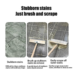 Stainless Steel Wire Broom Deck Scrub Brush with Long Handle, Stiff Metal Bristle Brush, Heavy Duty Floor Brush for Outdoor Patio Deck Garden