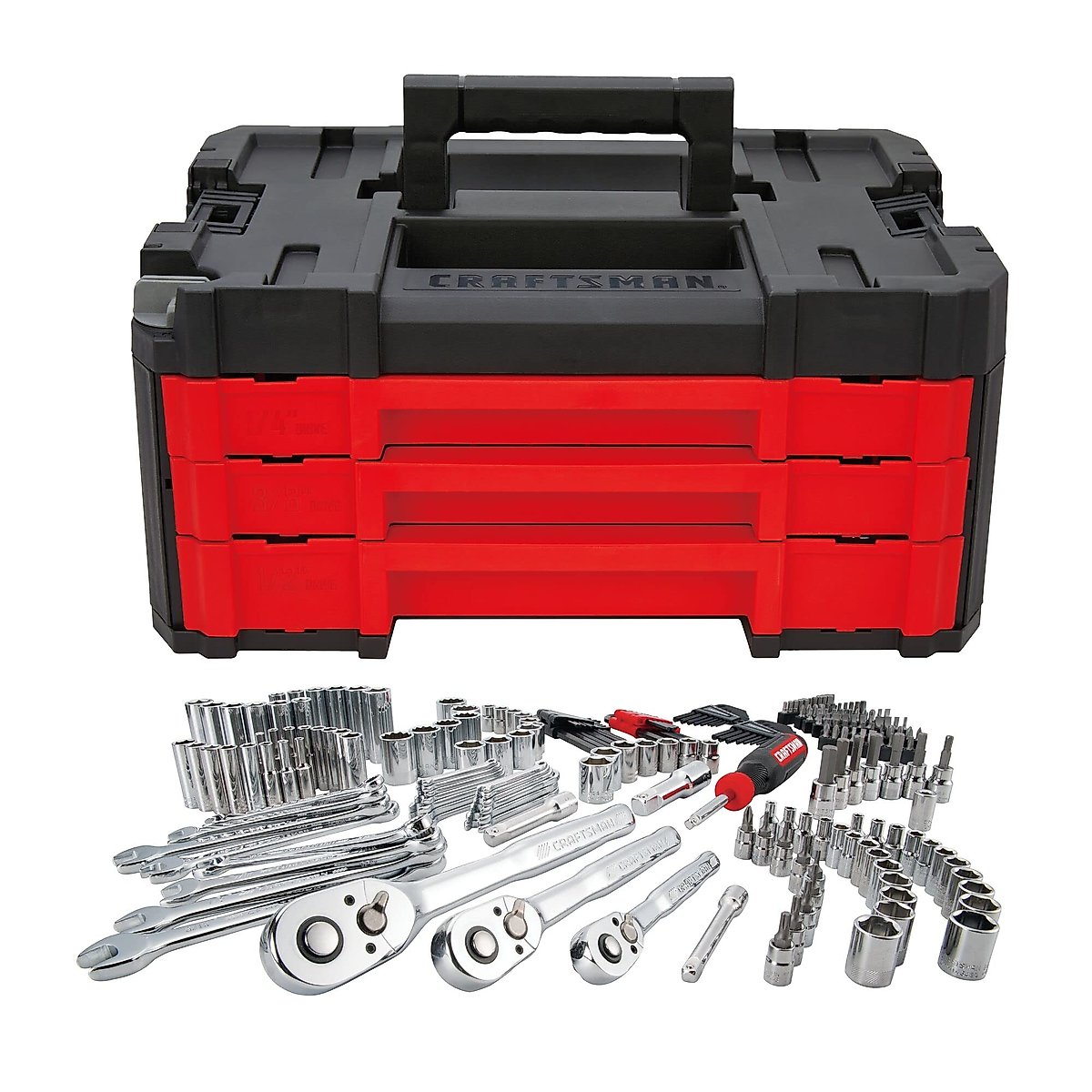 Craftsman Mechanics Tool Set, 230-Piece Hand Tool and Socket Set with 3-Drawer Tool Box (CMMT45305)