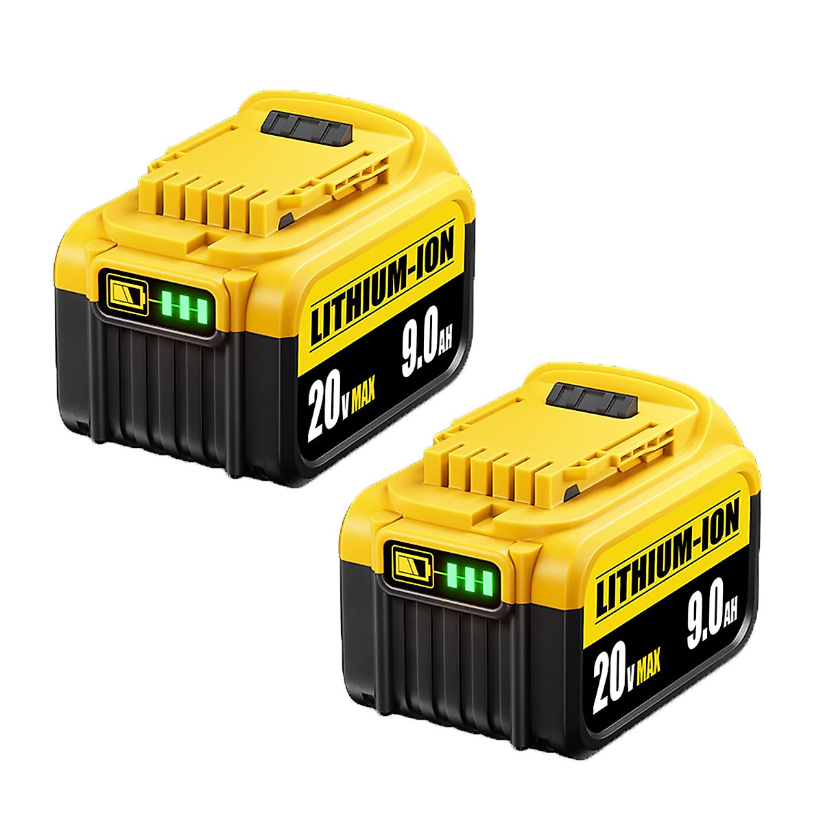2Pack DCB200 9.0Ah Battery Replacement for Dewalt 20V Max Battery Lithium Ion Compatible with Dewalt Battery DCB204 DCB206 DCB201 DCB203 DCD DCF DCG Series Cordless Power Tools