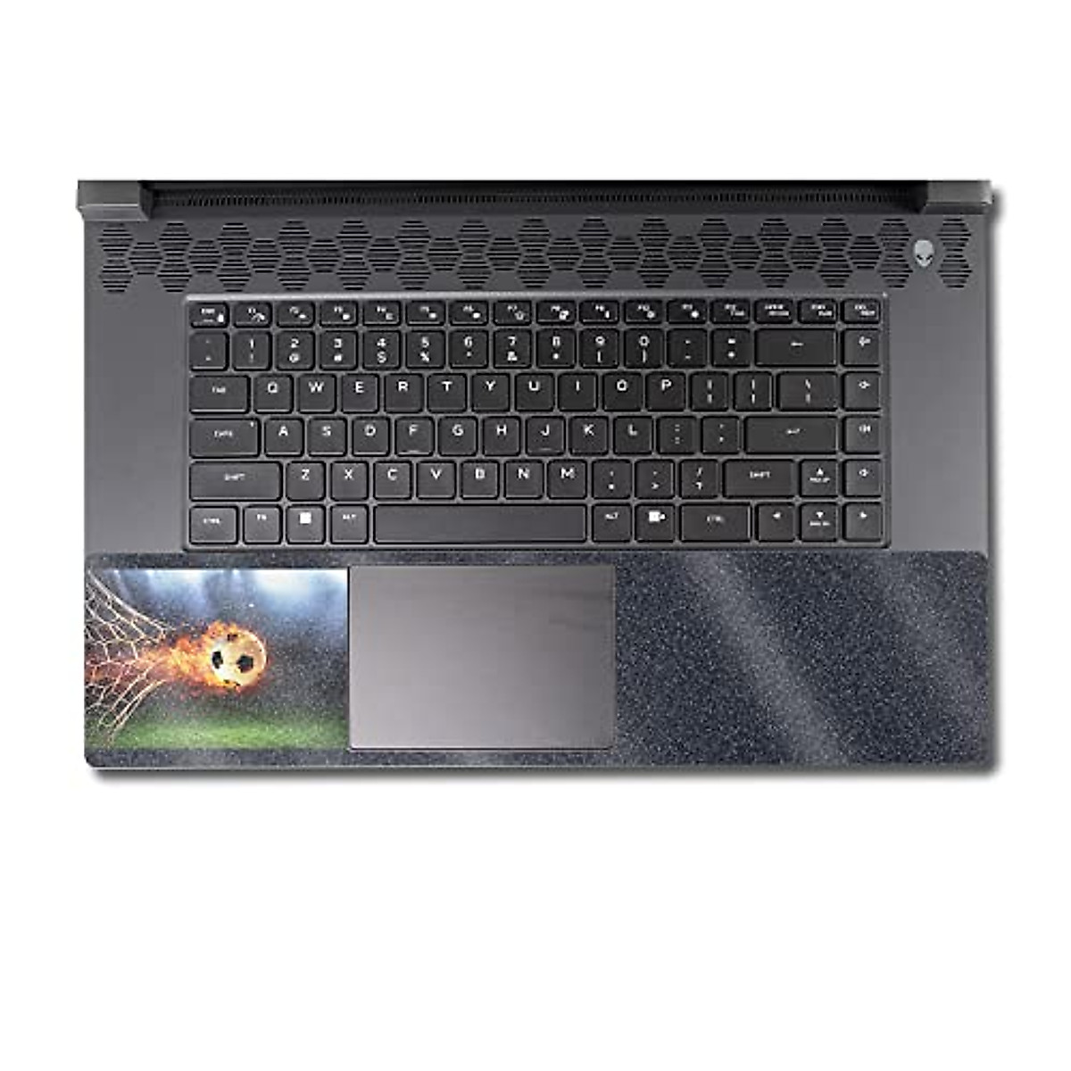 MightySkins Glossy Glitter Skin Compatible with Alienware M17 R5 (2022) Full Wrap Kit - Flaming Soccer Ball | Protective, Durable High-Gloss Glitter Finish | Easy to Apply | Made in The USA