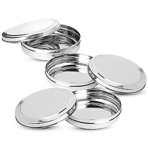 KSJONE Stainless Steel Chocolate Flat Slim and Sleek Canisters/Puri Dabba/Storage Containers Set of 3 Pcs Big Set (23 Oz, 30 Oz, 40 Oz)