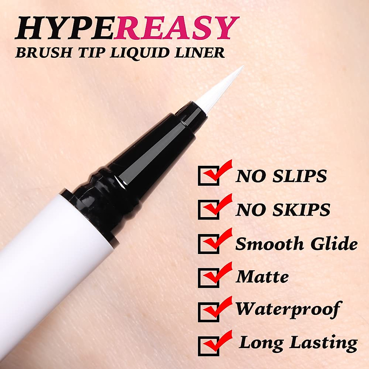 FAEYLI MAKEUP Ultra-Fine Felt-Tip or Microtip Liquid Eyeliner Pen White Waterproof Quick Drying Formula,021 Fl. Oz