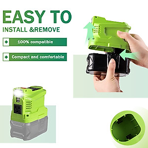 UNIKI 150W Powered Inverter Generator for Ryobi 18V Lithium Battery,for ryobi Battery Inverter Power Station with 2-USB&AC 110V-120v,200LM LED Light, USB Cable