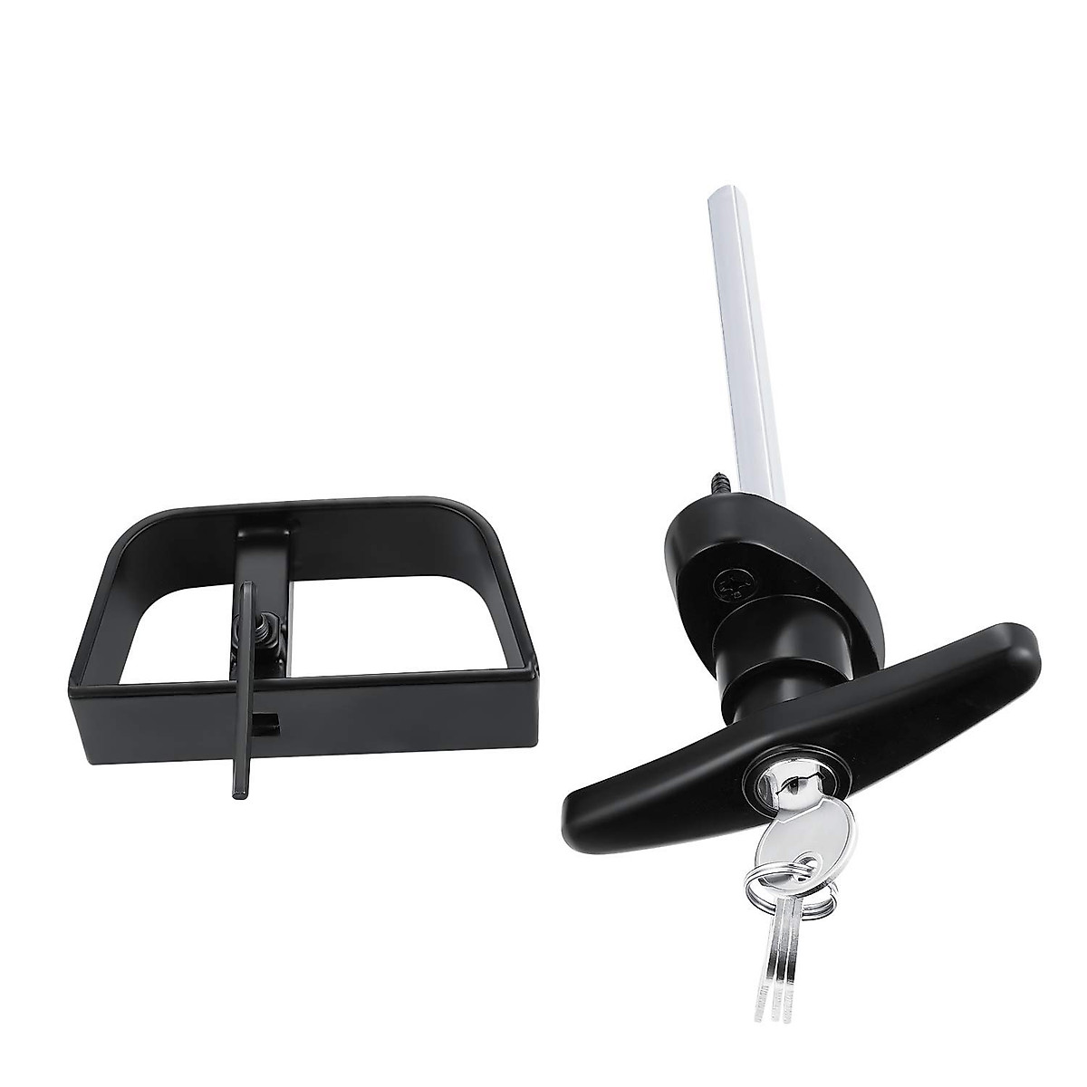 QANVEE Shed Door Latch T-Handle Lock Kit with 4 Keys,Storage Barn Shed Door Hardware Lock Set 4½" and 5½" Stem