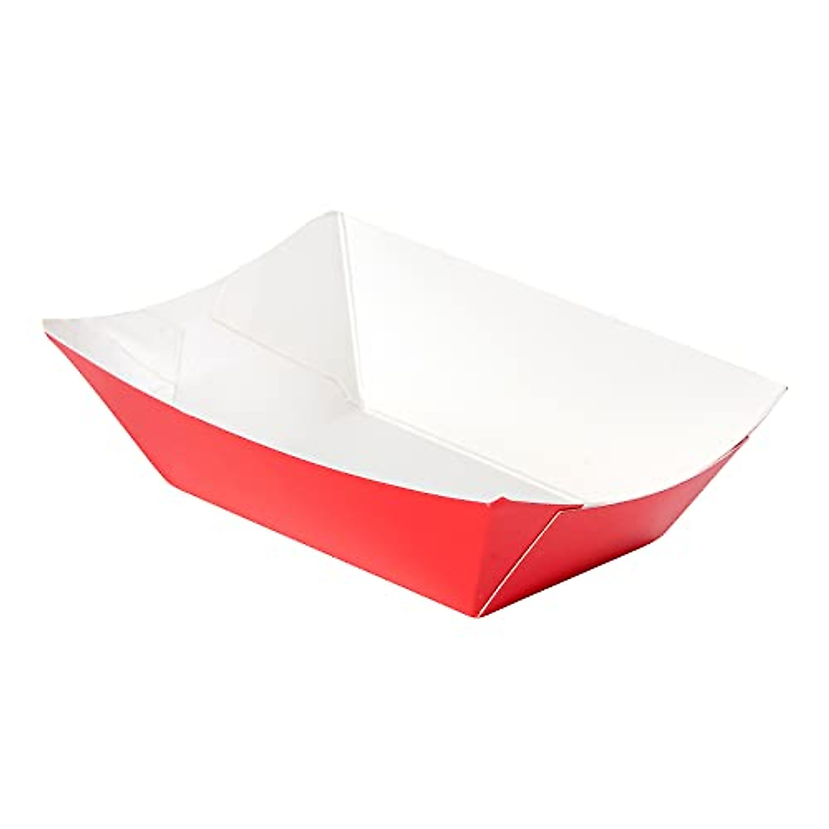 Restaurantware Bio Tek 3.3 x 2 x 1.5 Inch Food Boats, 50 Disposable Food Trays - Portable, Versatile, Red Paper Popcorn Boats, For Snacks, Appetizers, Or Treats, Use At Parties Or Carnivals