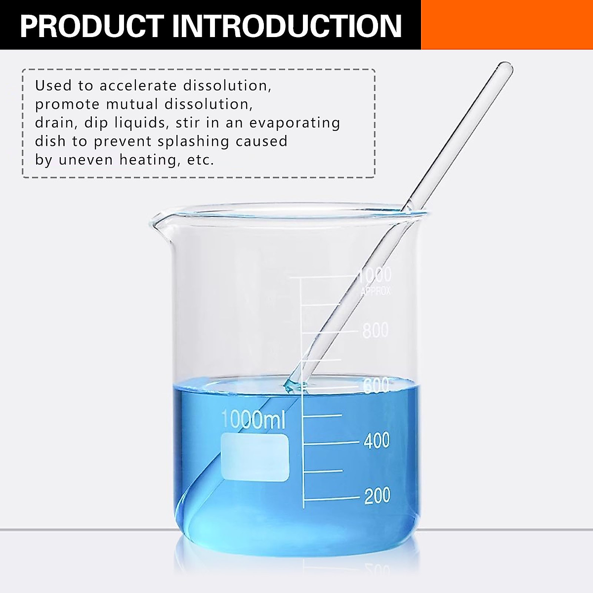 6PCS Glass Stir Sticks Lab Glass Stirring Rod 8"X2 10"X2 with Both Ends Round and 3PCS Glass Graduated Droppers 4"X2 for Science Lab Kitchen Science Education (9)