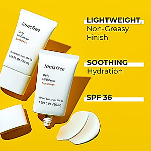 innisfree Daily UV Defense Sunscreen Broad Spectrum SPF 36 Face Lotion, 1.69 Fl Oz (Pack of 1)