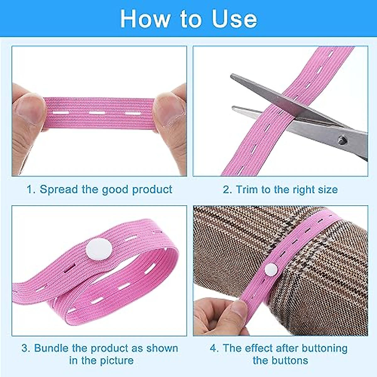 uxcell Clothes Storage Elastic Band with Buttonhole, 50Pcs Clothing Storage Strap, Clothes Organization System for Drawer Blanket Storage Band, Blue