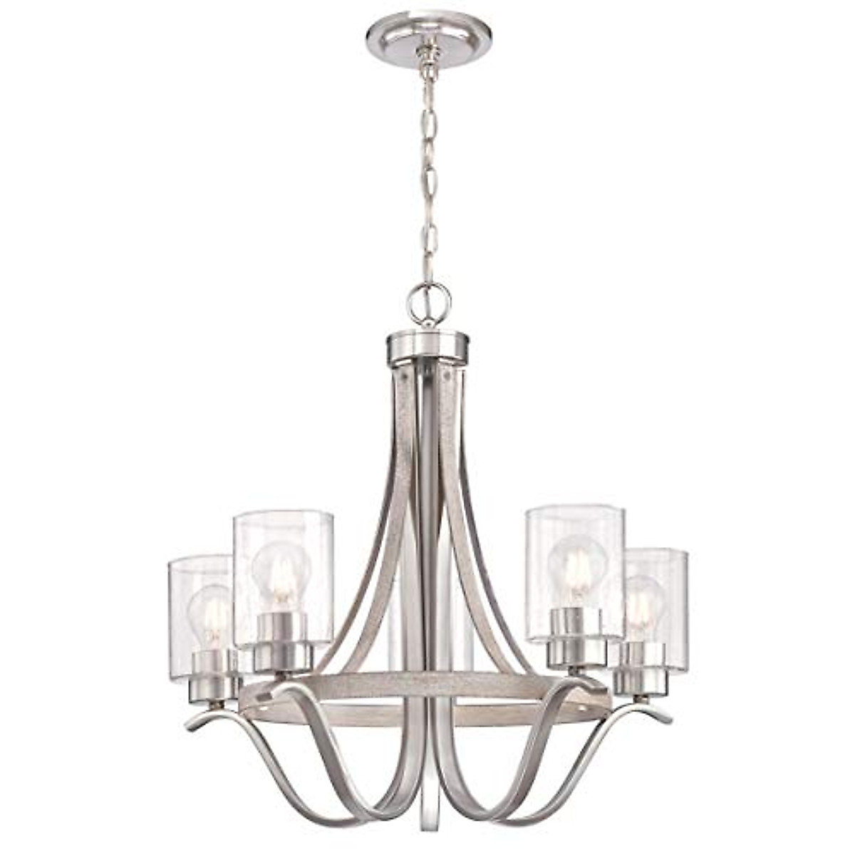 Westinghouse Lighting 6576900 Barnwell Five-Light Indoor Chandelier, Antique Ash and Brushed Nickel Finish with Clear Seeded Glass