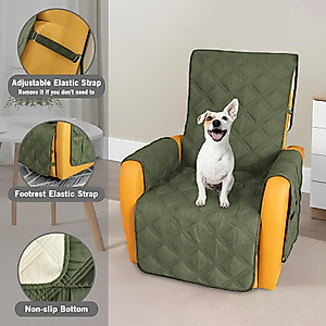 CHHKON Recliner Chair Covers Waterproof with Anti-Skip Furniture Protector Sofa Slipcover for Children, Sofa Covers for Dogs (Green, 23'')