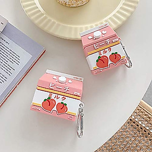 Ahnspiceo Case for AirPods Pro, 3D Cute Cartoon Funny Cover Candy Food Drink Soft Silicone Design，Accessories with Keychain,for Girls Boys Teens Kids Dedicated AirPods Pro Case (Peach Drink Pro)