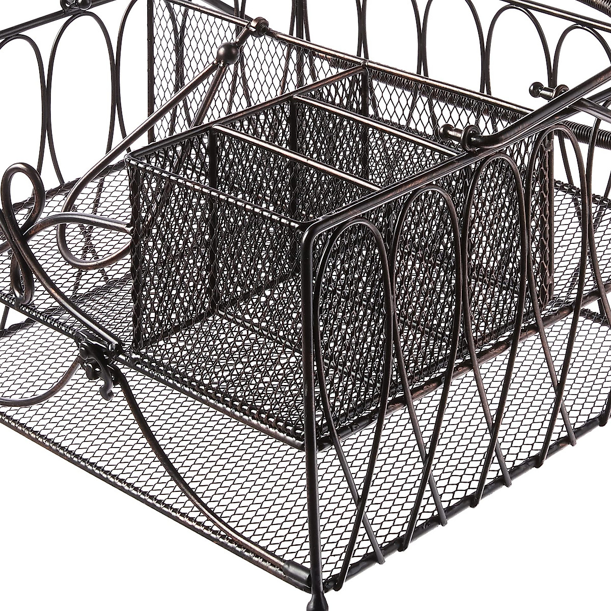 Gourmet Basics by Mikasa Loop Picnic Plate Napkin and Flatware Storage Caddy, Large, Antique Black