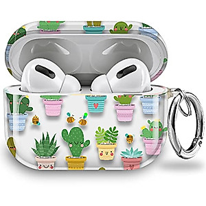 Maxjoy for AirPods Pro Case Cover, Cactus Cute Clear Air Pods Pro Case for Women Men Protective Soft iPods Pro Cover with Keychain Compatible with Apple Airpods Pro Wireless Charging Case
