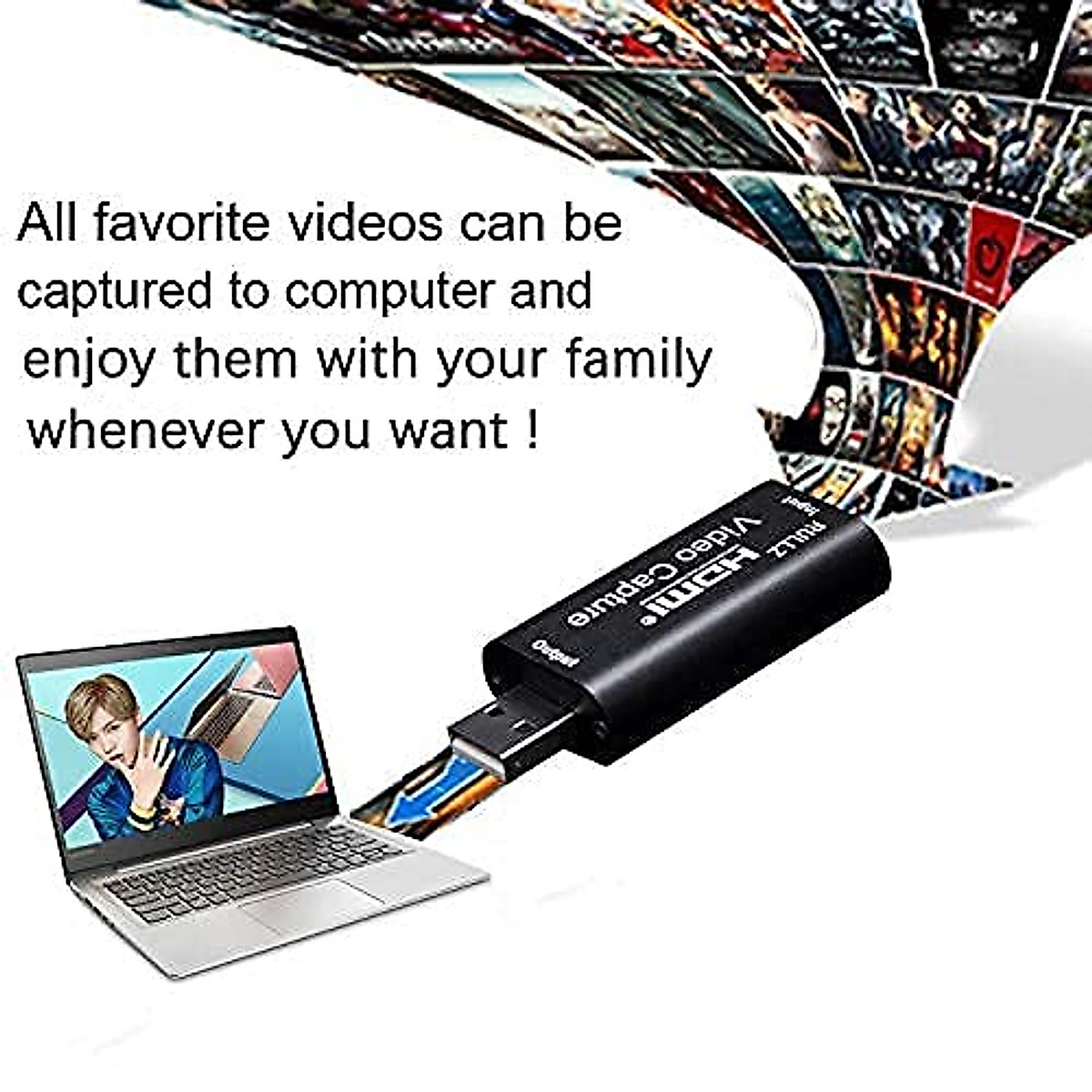 DIGITNOW HDMI Video Capture Card, 4K HDMI to USB 2.0 Video Audio Converter, Full HD 1080p for Editing Video/Games/Streaming/Online Teaching