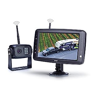 Wireless Backup Camera System with 7 inch Splitscreen, Waterproof Wireless Rear View Camera with Night Vision, Support add 2nd Wireless Reversing Camera for Trailer, RV, Trucks, Horse-Trailer, etc