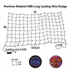 Led Christmas Net Lights Outdoor Christmas Decorations Lights 160LED 4ftx7ft, Connectable Outdoor Indoor Fairy Mesh Net Lights for Christmas Party, Yard, Patio, Tree, Bushes Decorations (Multicolor)