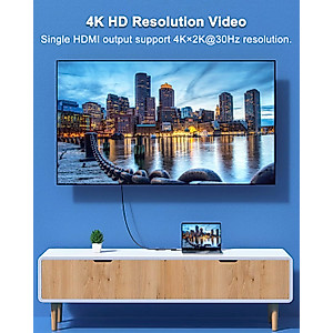 Dnkeaur HDMI Adapter for Dual Monitors,USB C to Dual HDMI Adapter 4K,Type C to HDMI Dual Monitor,USB C Splitter 2 Monitors Extended Display,HDMI Monitors Docking Station for Laptop (Only for Windows)