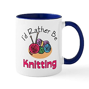 CafePress I'd Rather Be Knitting Mug Ceramic Coffee Mug, Tea Cup 11 oz