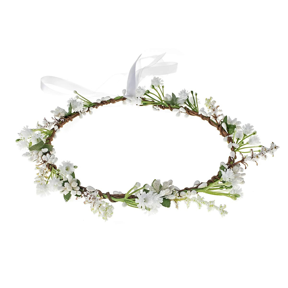 Vividsun Flower Crown Floral Headband Baby Breath Crown Flower Girl Headpiece