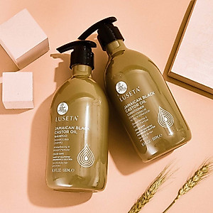 Luseta Castor Oil Shampoo and Conditioner Set Strengthen and Cleanse Thin Hair Restore Damaged Hair Sulfate Free for Men & Women 16.9oz*2