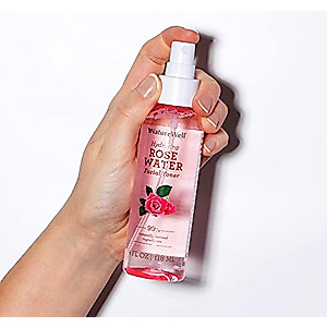 NATUREWELL Rose Water Hydrating Facial Toner Mist for Dewy & Radiant Skin, 100% Vegan, Refreshing, Conditioning, Soothing, Redness Reducing, Perfect for Travel, 4 Fl Oz