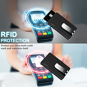 T-MFY Minimalist Magnetic Wallet for Men, Pop Up Credit Card Holder wallet with Money Clip, Aluminum Slim RFID Blocking Cash Magnet Phone Wallets