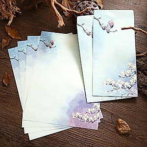 SCStyle 16 Cute Retro Envelopes 8.46 x 4.33 Inches 32 Lovely Kawaii Special Design Chinese Style Stationery Writing Letter Paper 10.2 x 7.3 Inches,Stationary Paper and Envelopes Set