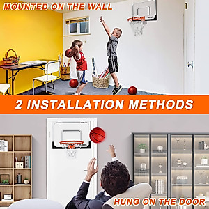 Jugana Indoor Basketball Hoop for Kids Adults, Mini Basketball Hoop for Door & Wall with 4 Balls Room Basketball Hoop Over The Door Mini Hoop Basketball Toys for Kids Boys 3 4 5 67 8 9 10 11 12