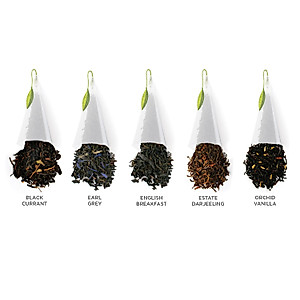 Tea Forte Presentation Box Tea Sampler Gift Set, 20 Assorted Variety Handcrafted Pyramid Tea Infuser Bags (Black Tea)