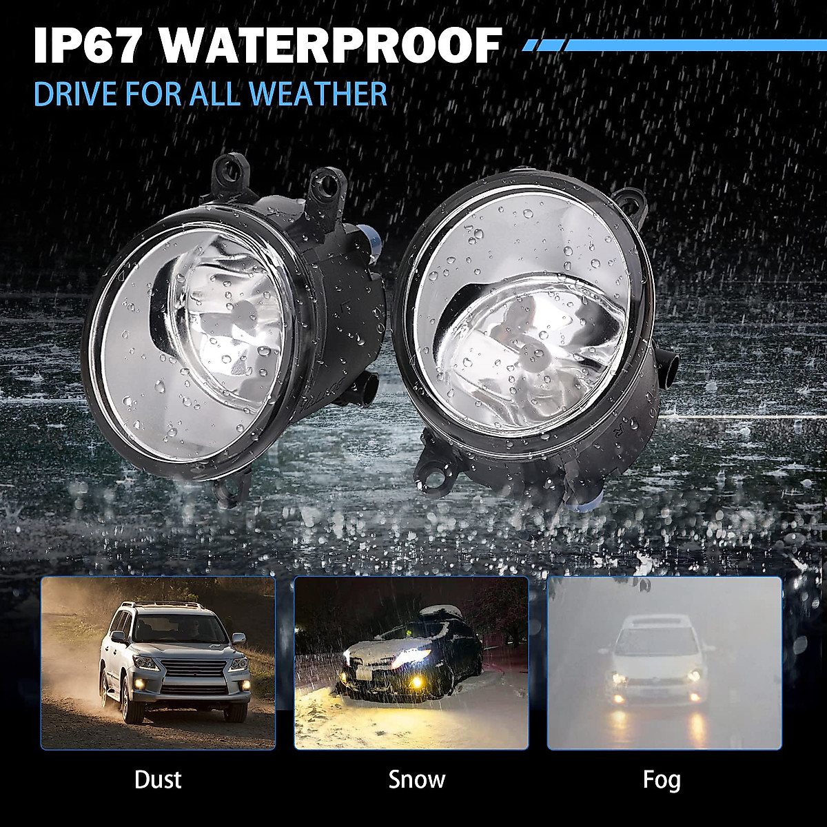 Left & Right Fog Light Assembly Compatible with Toyota Venza Avalon Camry Corolla Highlander Matrix Prius RAV4 Solara Yaris, Lexus GS350 HS250h LX570 RX350 RX450h 2006-2013 with H11 12V 55W Bulbs