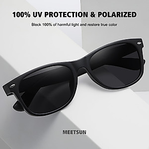MEETSUN Classic Polarized Sunglasses for Women Men Trendy Retro Vintage Sun Glasses for Driving UV Protection 3 Pack Black Leopard Brown Gradient