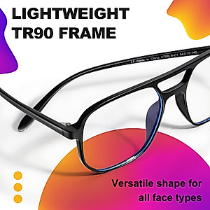 VISOONE Aviator Blue Light Blocking Glasses Oversized Square Lightweight Pilot Nerd Eyewear for Women Men MARION