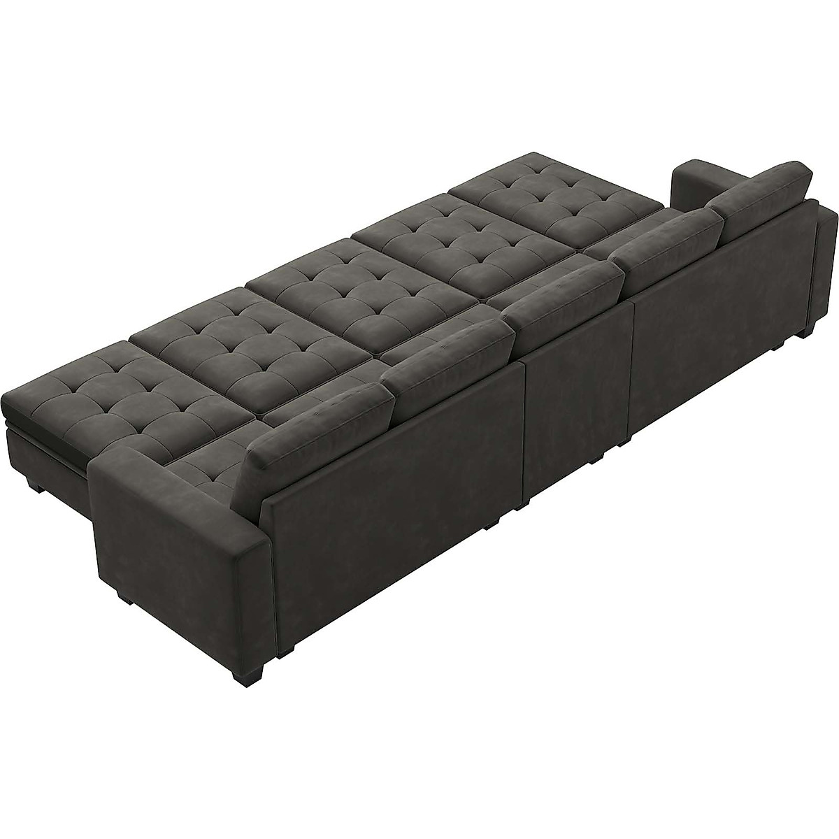 Belffin Velvet Modular Sectional Sofa Oversized 10-seat Sectional Sleeper Sofa Modular with Storage Ottoman Convertible Sectional Couch Bed with Reversible Chaise Grey
